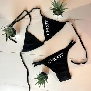 chixit | Swim | Cheeky Chixit Bikini With Triangle Top And Dual Strap ...